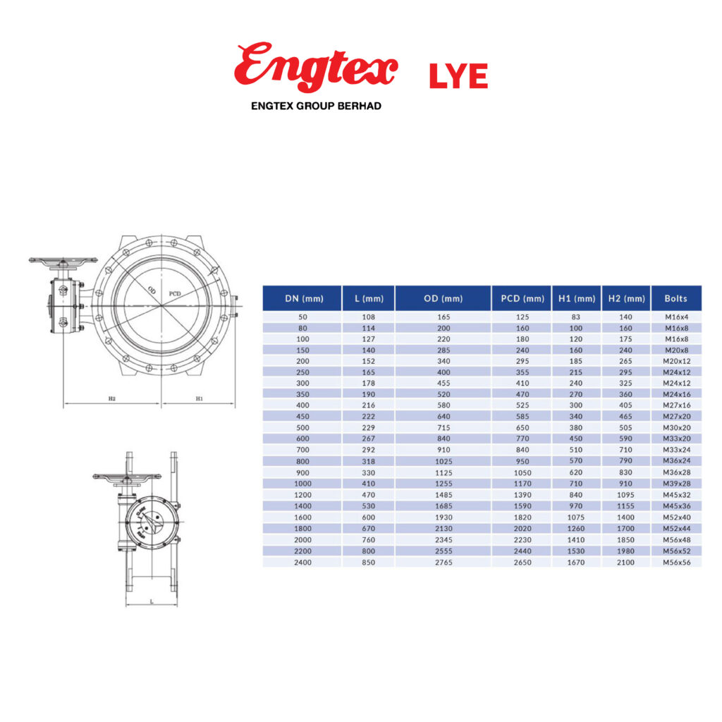 LYE Butterfly Valve Double Eccentric Flanged • Plumbing Supplier Malaysia