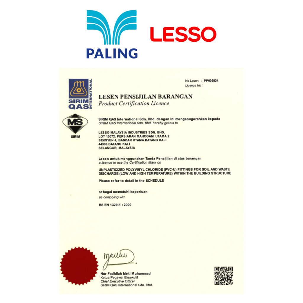 Lesso Paling UPVC SWV Pipes • Plumbing Supplier Malaysia